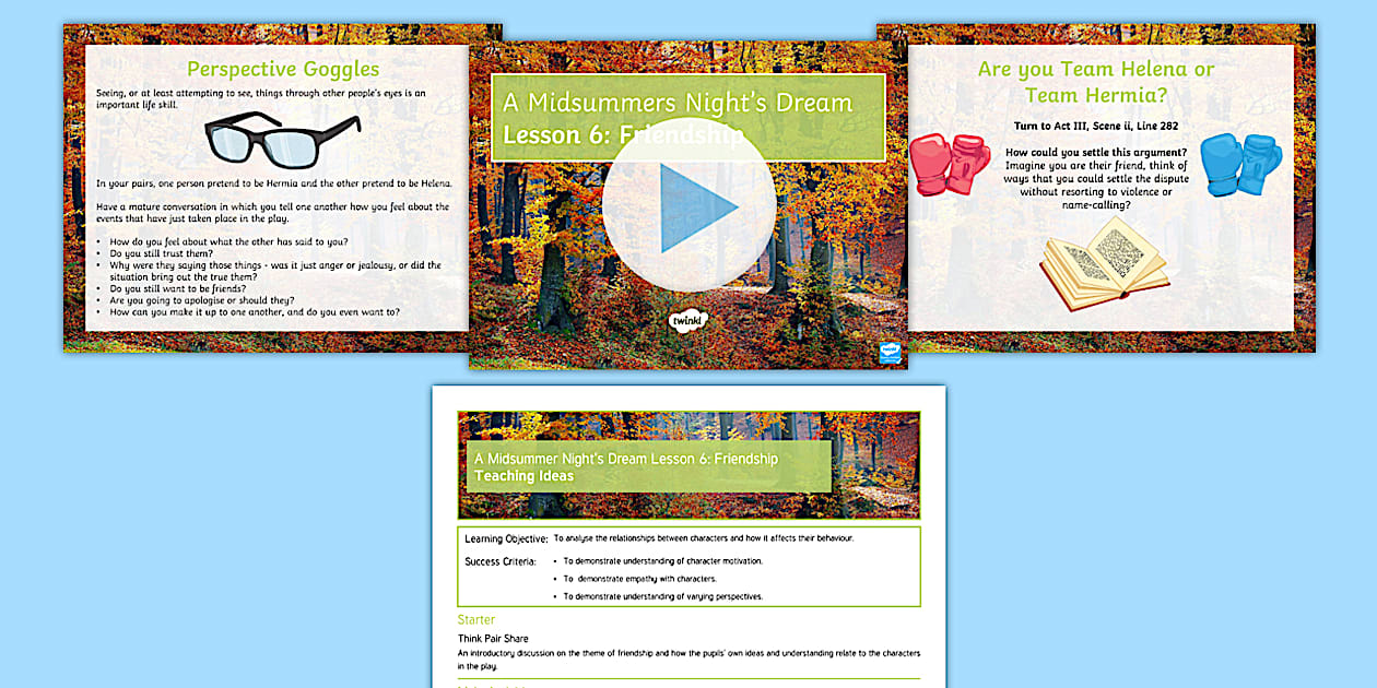 A Midsummer Night's Dream Lesson 6: Friendship - Twinkl