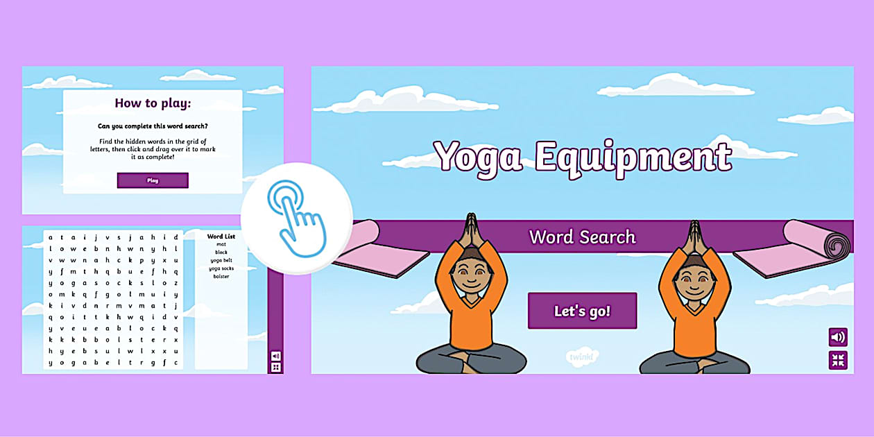 Yoga Equipment Interactive Word Search - Twinkl