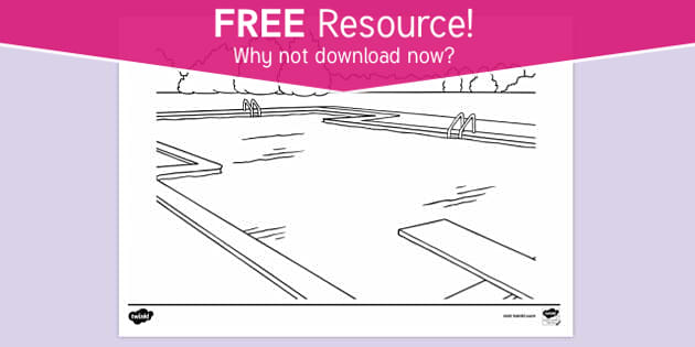 Outdoor Pool Colouring Sheet Colouring | Colouring Sheets