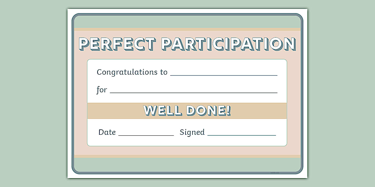 3D Effect Themed Perfect Participation Certificate - Twinkl