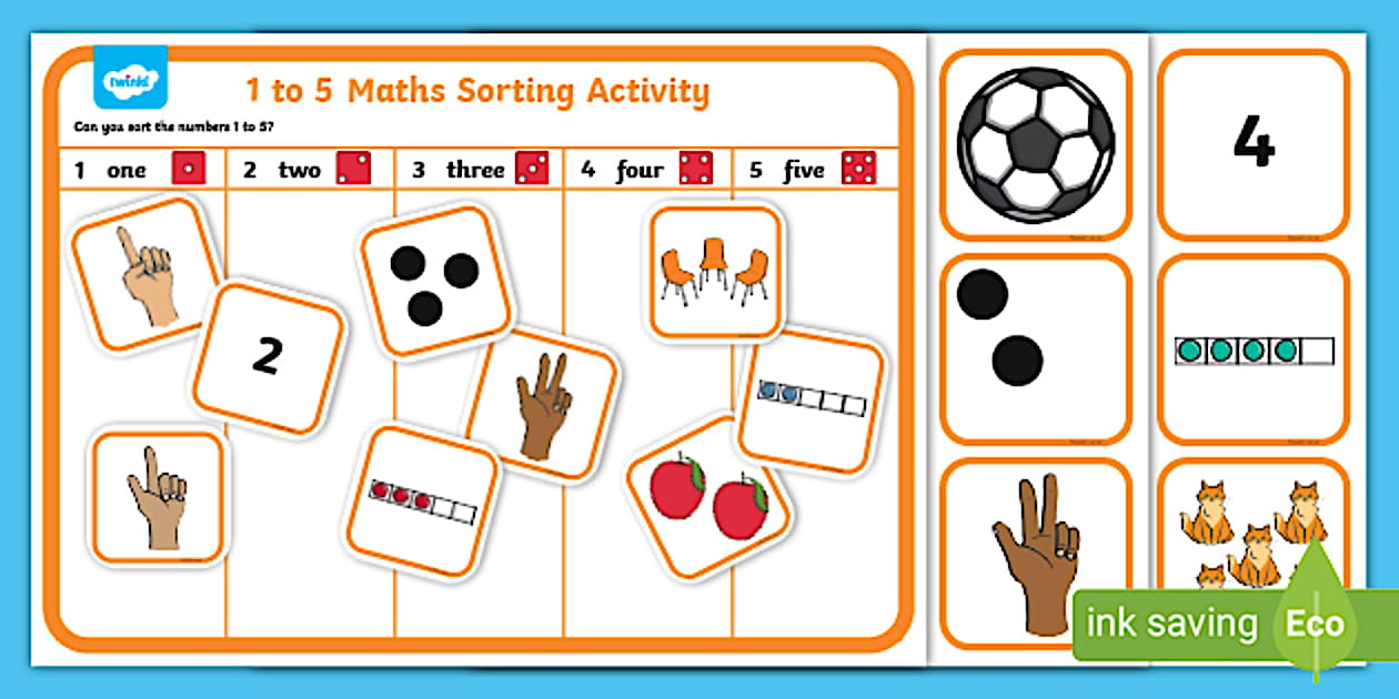 Black and White 1 to 5 Sorting Maths Activity (teacher made)