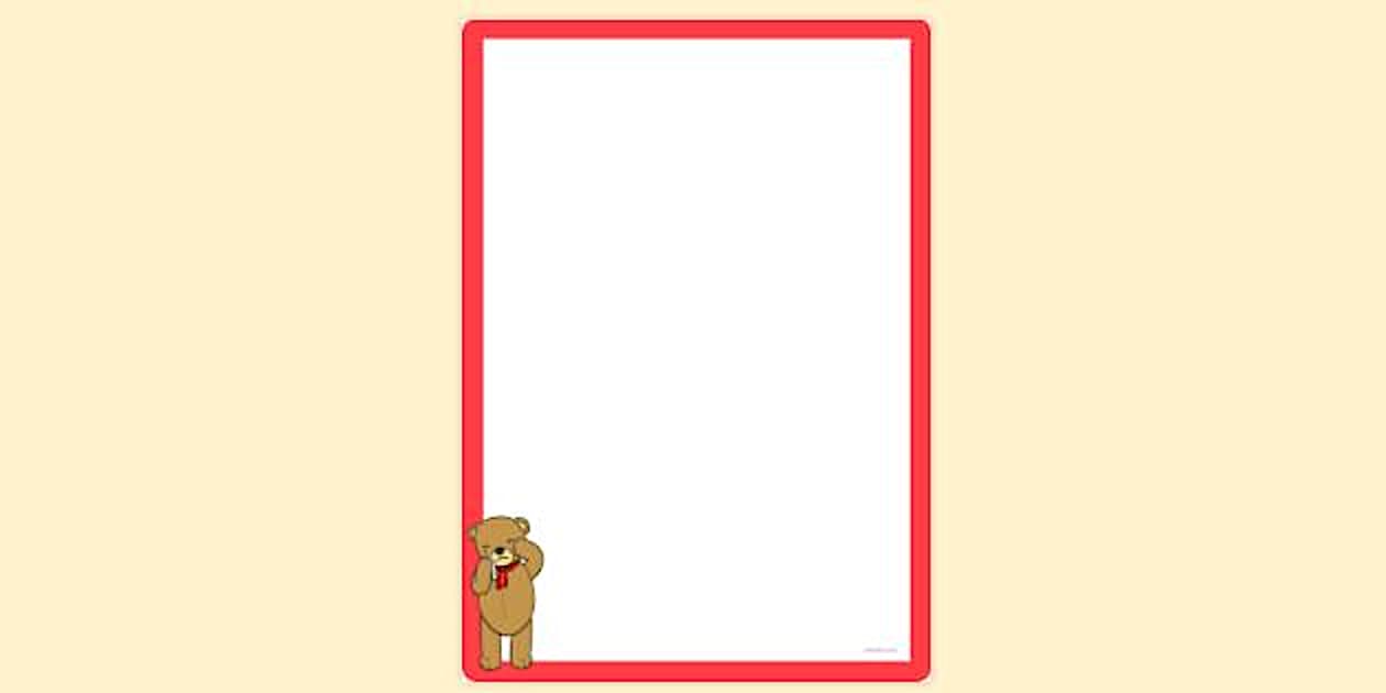 Simple Blank Teddy Bear Crying Page Border | Twinkl