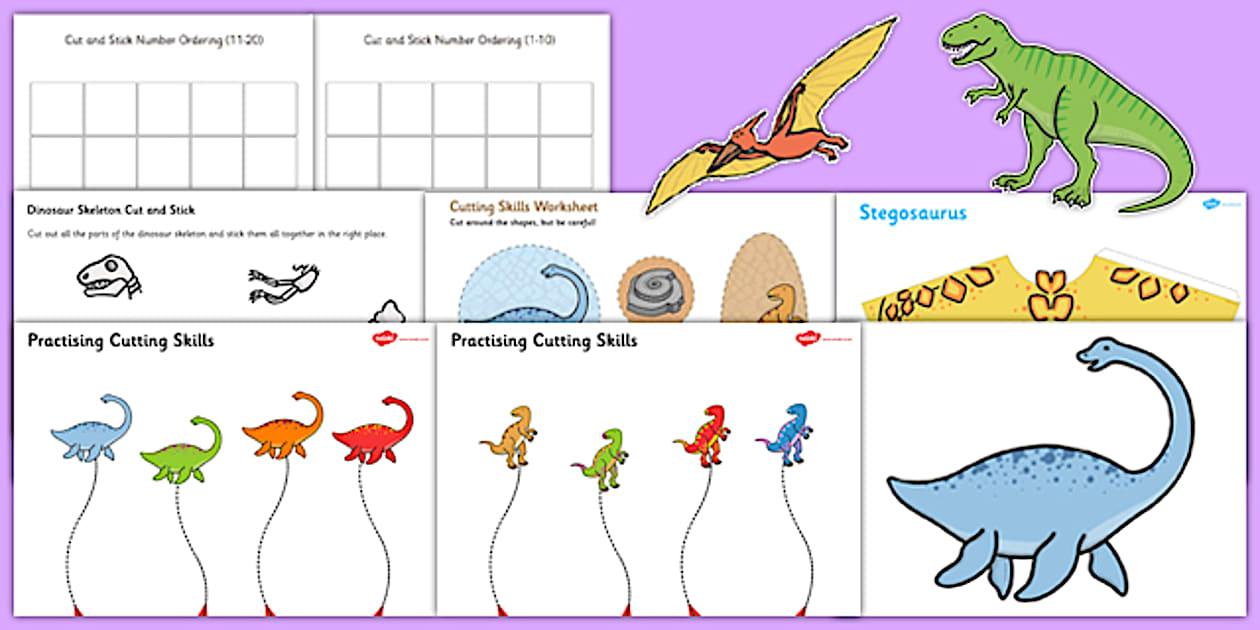 Dinosaur Themed Scissor Skills Pack (teacher made) - Twinkl