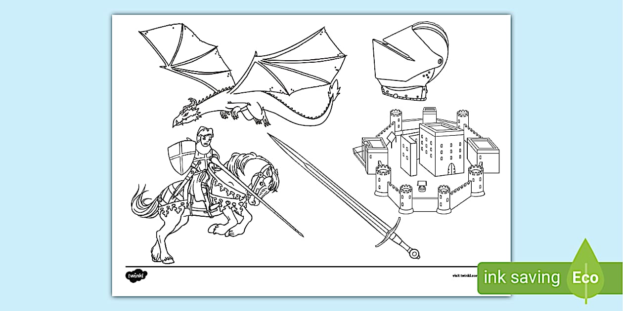 St. George's Day Colouring Page (Teacher-Made) - Twinkl