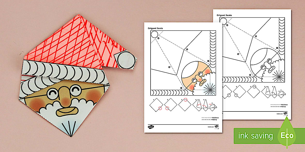 Simple Santa Craft Origami (teacher made) - Twinkl
