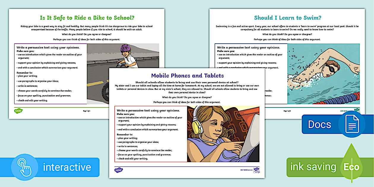 Year 3 NAPLAN-Style Writing Example Tests - Persuasive