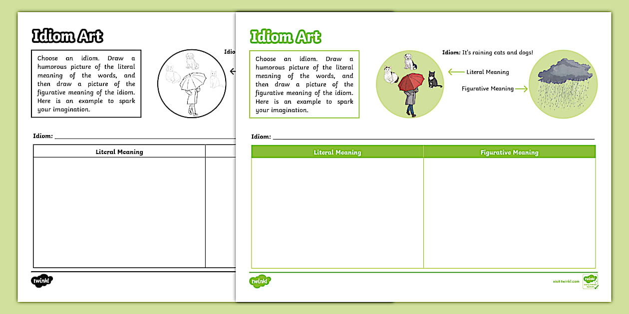Idiom Art Worksheet (teacher made) - Twinkl