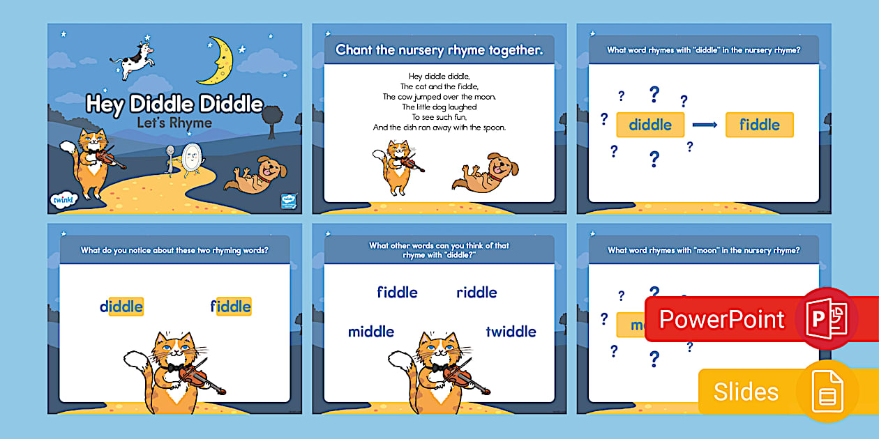 Hey Diddle Diddle Rhyming Practice PowerPoint - Twinkl