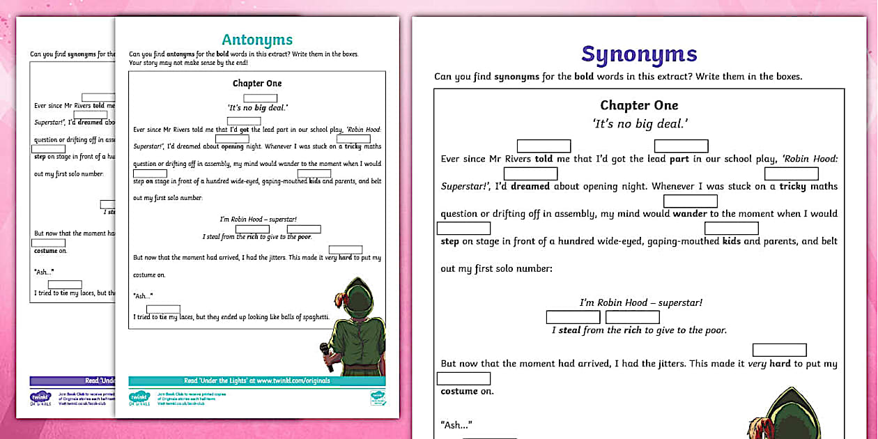 KS2 Synonyms and Antonyms Differentiated Worksheet - Twinkl