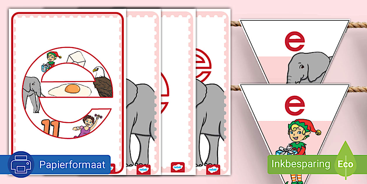 Gr. R Phonics Display Posters and Bunting: E Sound - Twinkl