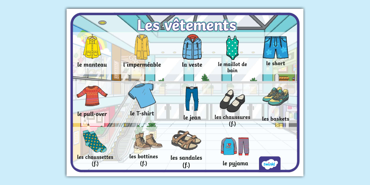 Ensemble de mots : Les vêtements (teacher made) - Twinkl