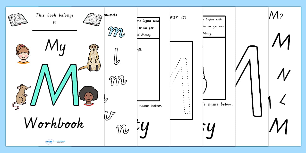 Black and White My Workbook M Uppercase - Twinkl