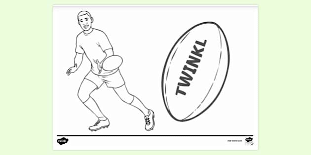Catching a Rugby Ball Colouring | Colouring Sheets - Twinkl