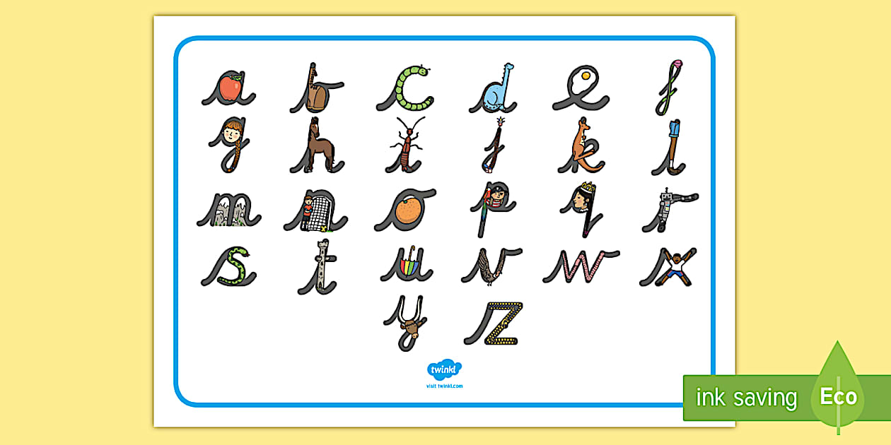 Editable Cursive Alphabet Letter Shapes Word Mat - Twinkl