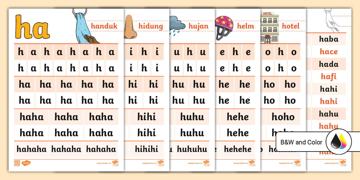 Booklet Keterampilan Membaca ha, hi, hu, he, ho - Twinkl