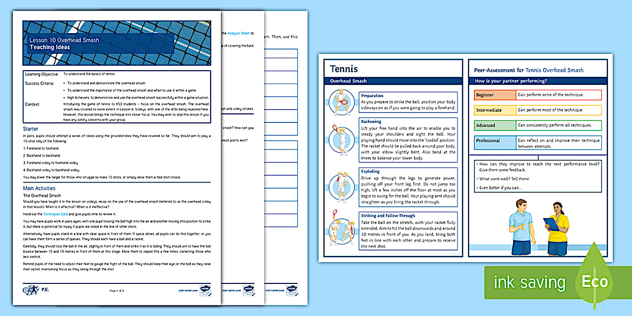 Tennis Lesson 10: Overhead Smash (Teacher-Made) - Twinkl