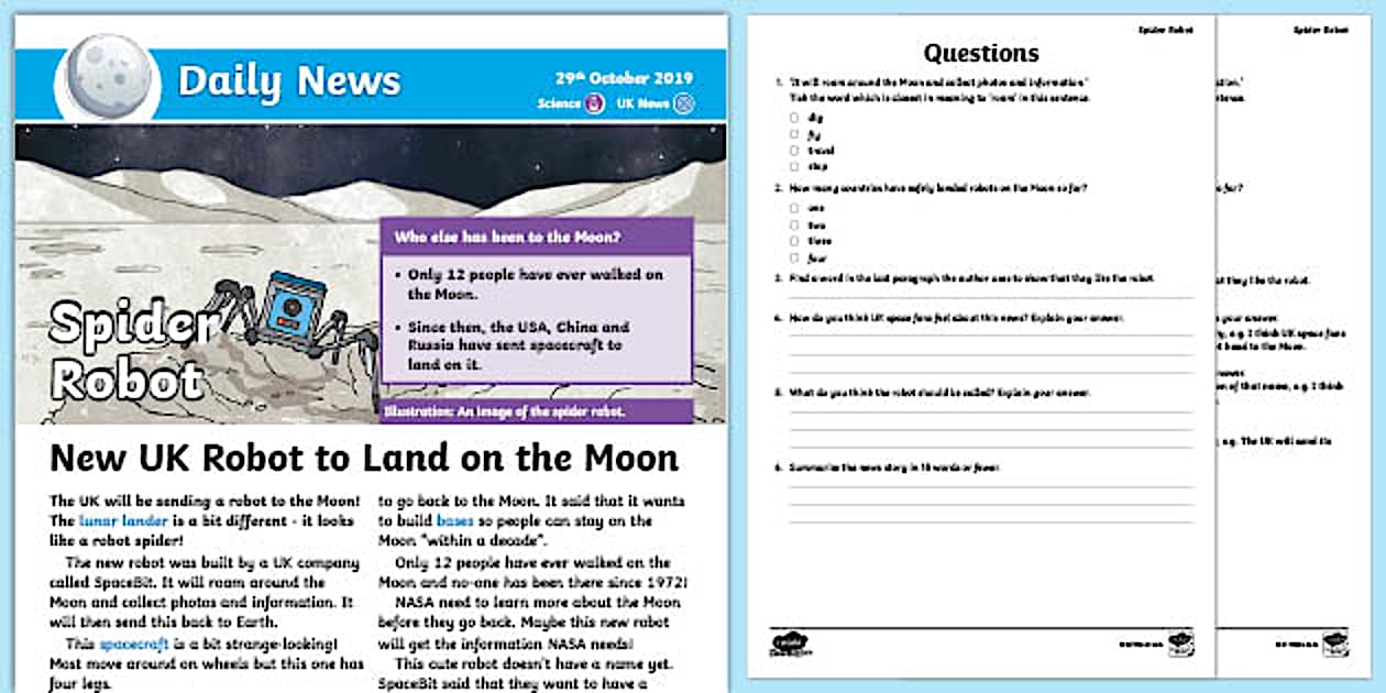 LKS2 UK Spider Robot Will Land on Moon Daily News Story