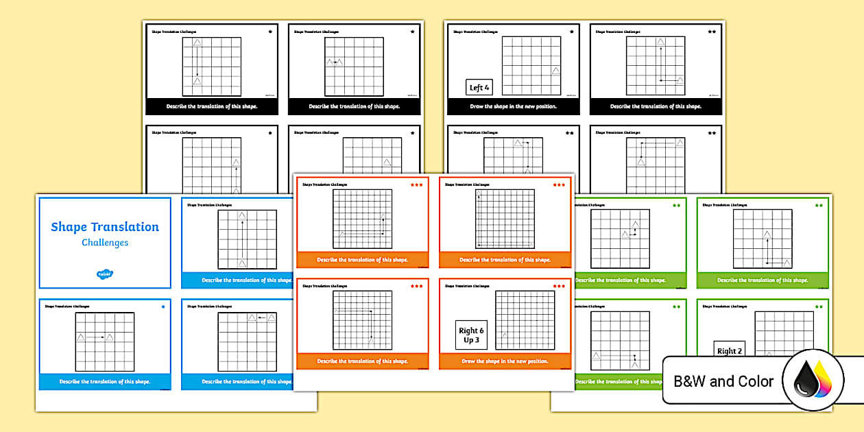 Translation Shapes Differentiated Challenge Cards - Twinkl