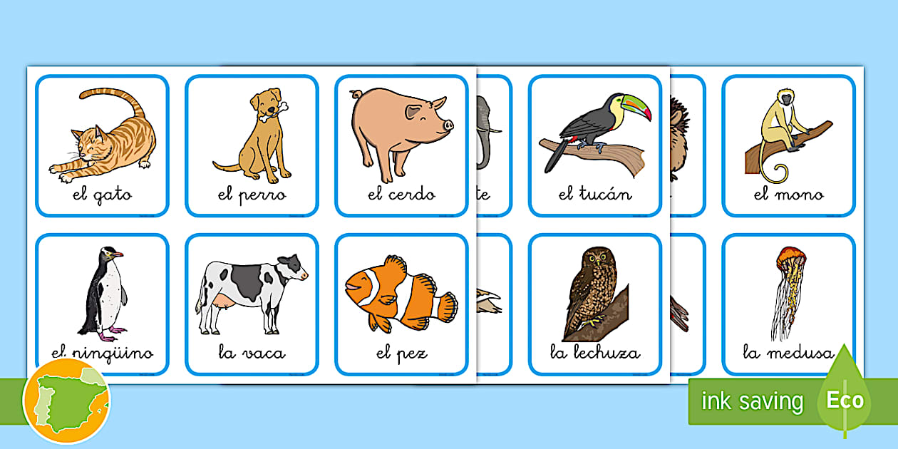 Tarjetas de animales para imprimir (Hecho por educadores)