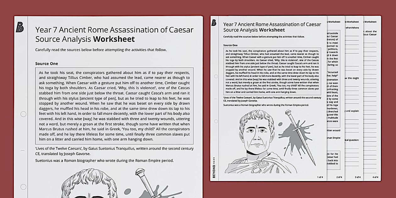 Differentiated Year 7 Ancient Rome Assassination of Caesar