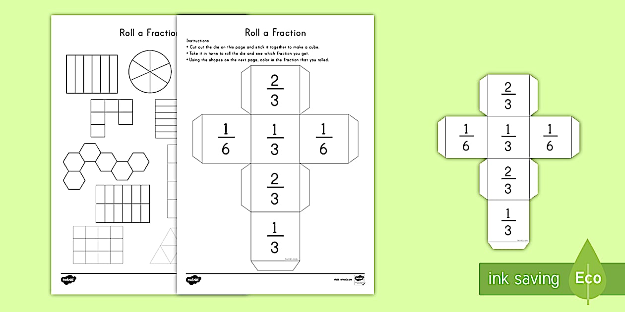 Roll a Fraction: Thirds and Sixths Worksheet (teacher made)