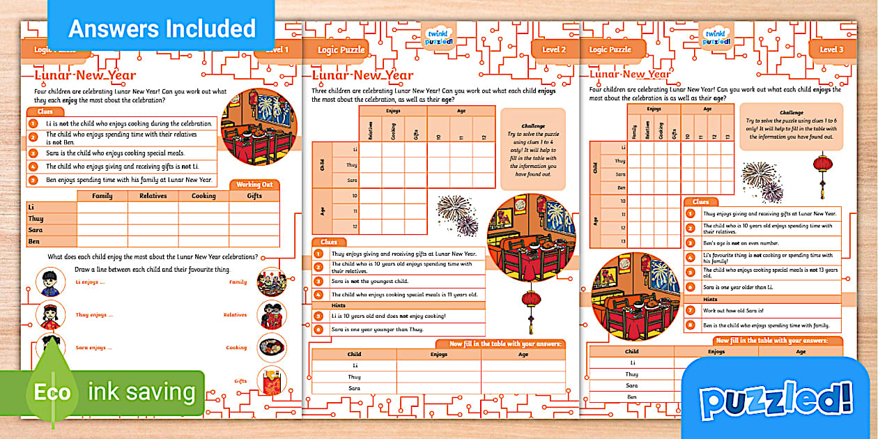 Lunar New Year Logic Puzzle - Twinkl - Kids Puzzles - Twinkl