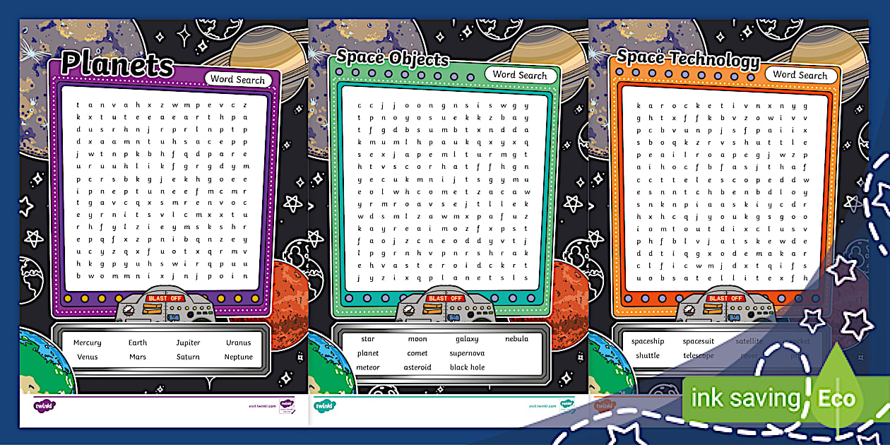 Space-Themed Word Searches (Ages 5 - 7) (Teacher-Made)