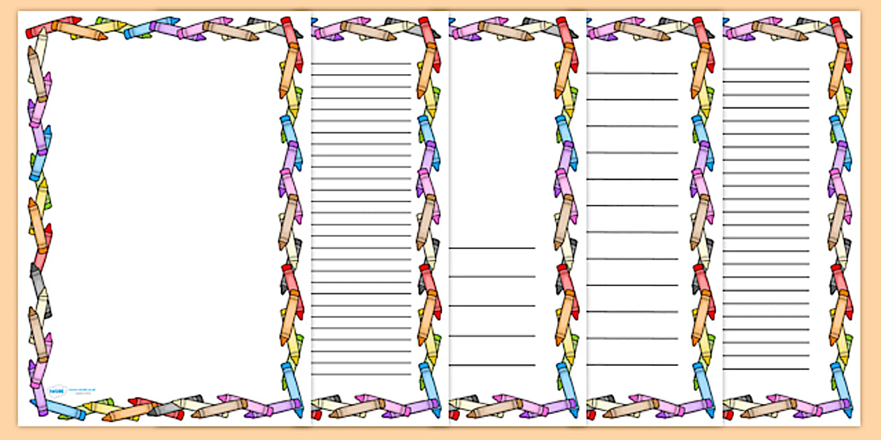 Crayon Bordered Paper – Multiple Versions for Children