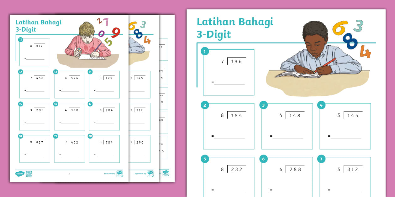 Latihan Bahagi 3-Digit (profesor hizo) - Twinkl