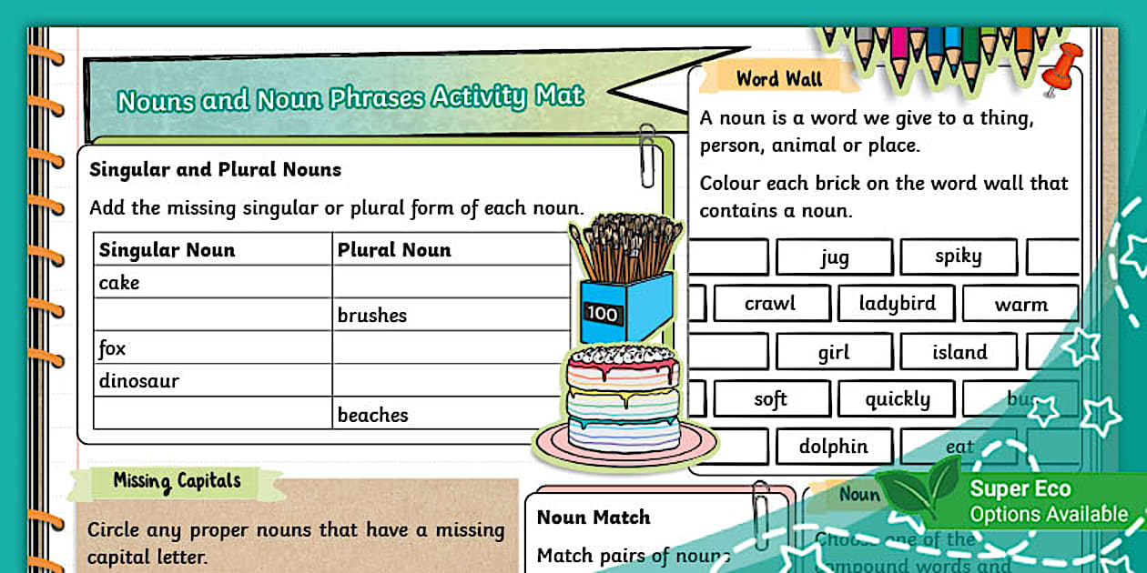 Nouns and Noun Phrases Activity Mat (Ages 6 - 7)