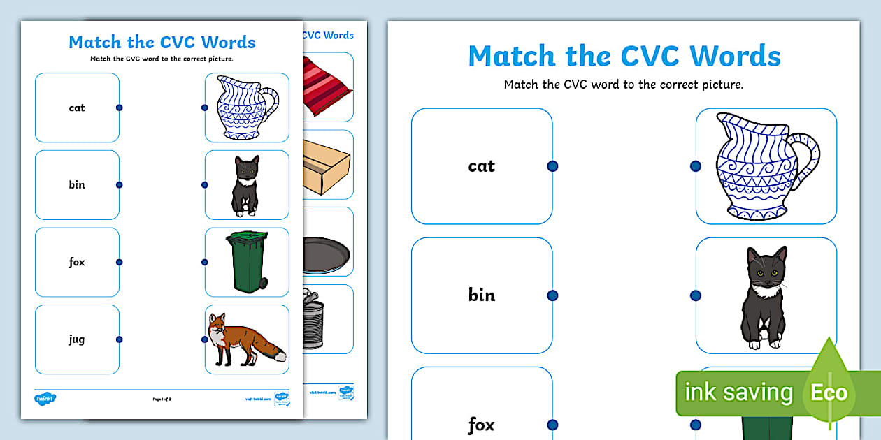 CVC Words Matching Worksheet (ティーチャーメイド)