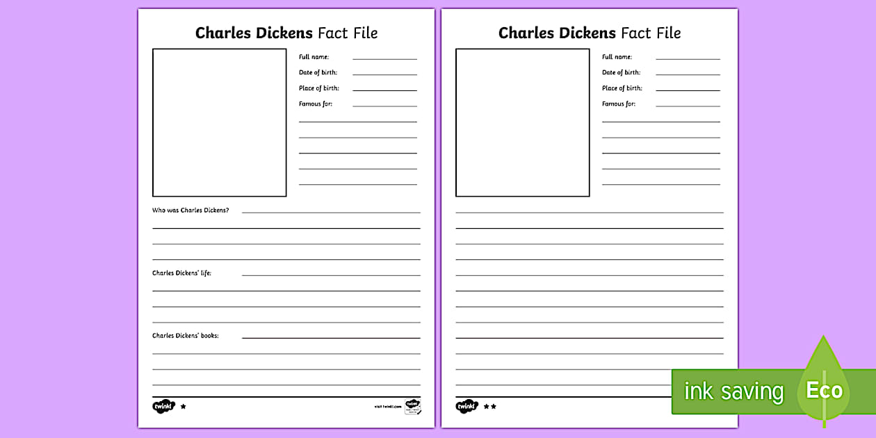 Editable Charles Dickens Facts Worksheet (teacher made)