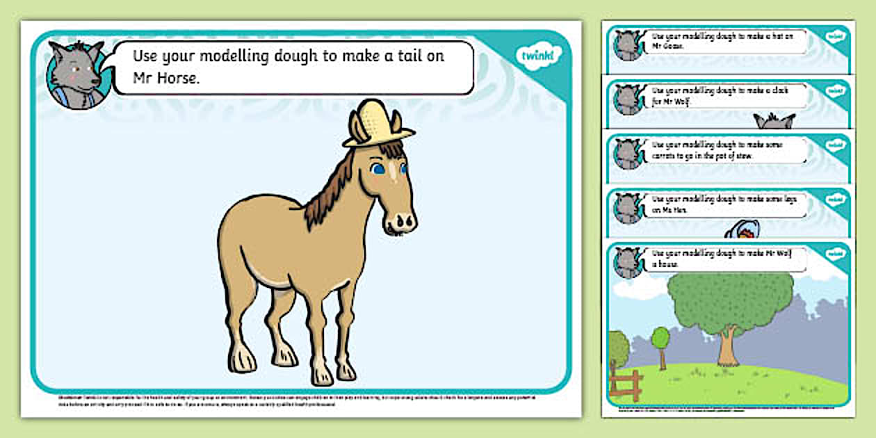 What's The Time, Mr Wolf? Modelling Dough Mats - Twinkl