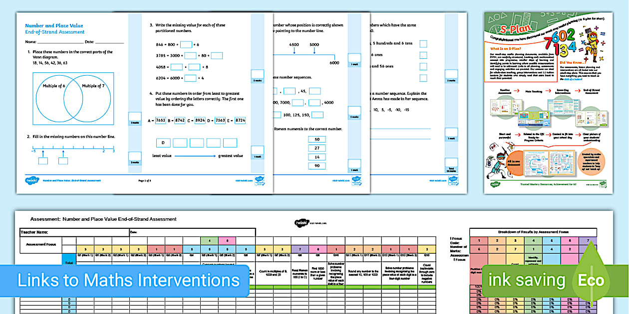 Editable Year 4 Number and Place Value End-of-Unit Assessment and Tracker