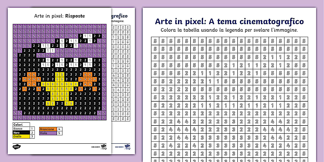 Arte in pixel: A tema cinematografico - Twinkl Colouring