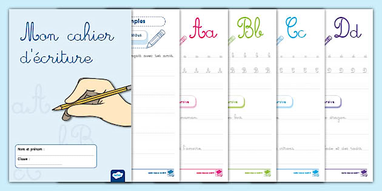 Mon cahier d'écriture - lettres de l'alphabet et phrases