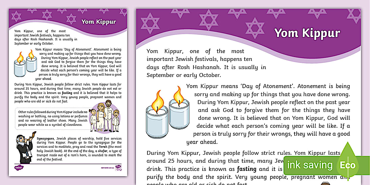 Yom Kippur Fact File (Teacher-Made) - Twinkl