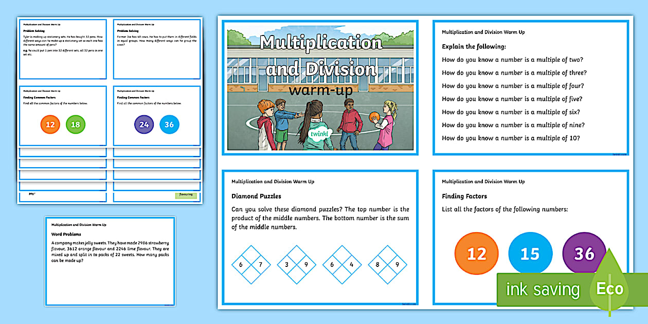 year 5 multiplication and division warm up Challenge Cards