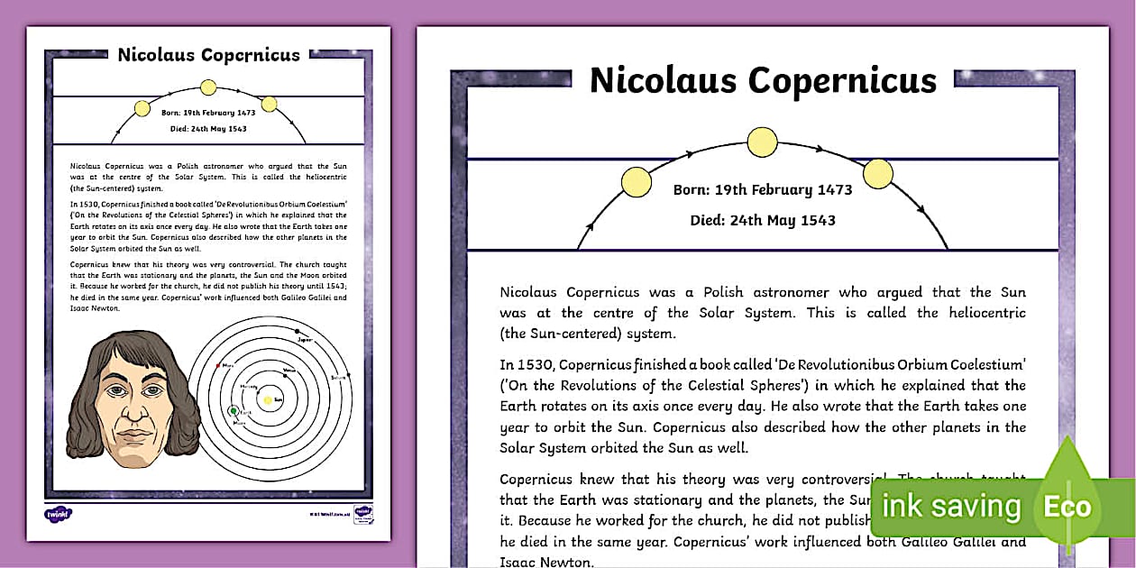 Editable Nicolaus Copernicus Fact File (teacher made)