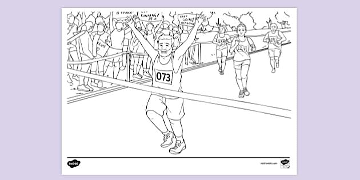 Pass the Finish Line Race Colouring | Colouring Sheets
