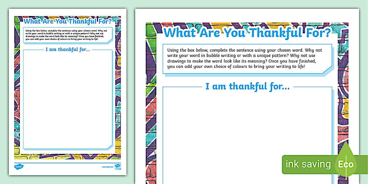 Thankfulness Word Design Activity Sheet (teacher made)