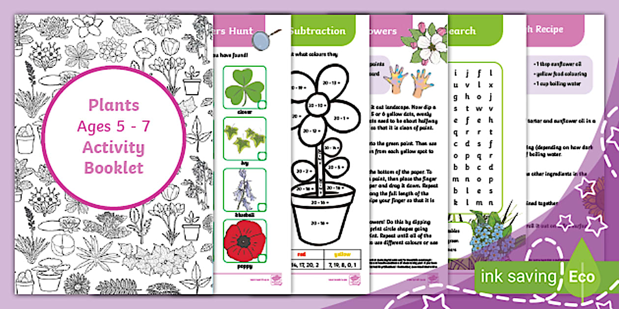 Plant-Themed Activity Booklet (Ages 5 - 7) (teacher made)