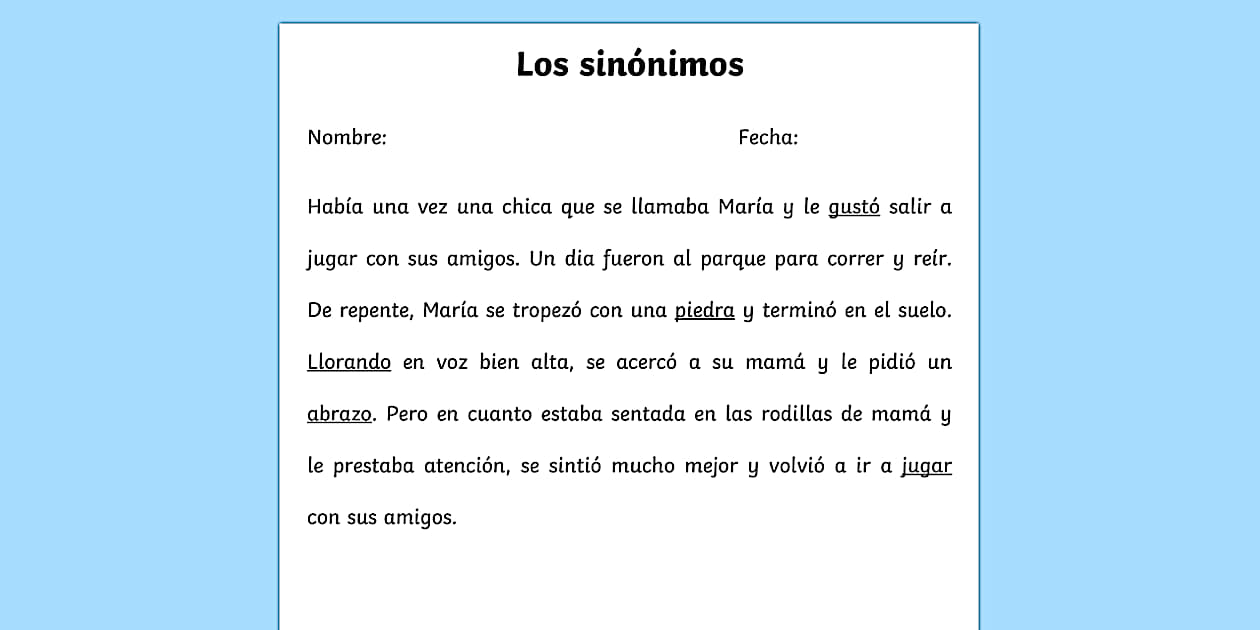 Ficha de actividad: Los sinónimos