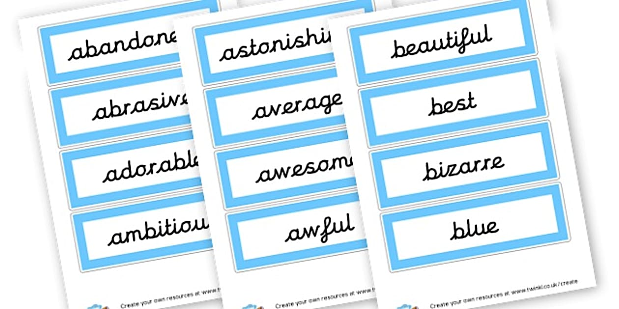 Adjective Word Cards (Teacher-Made) - Twinkl