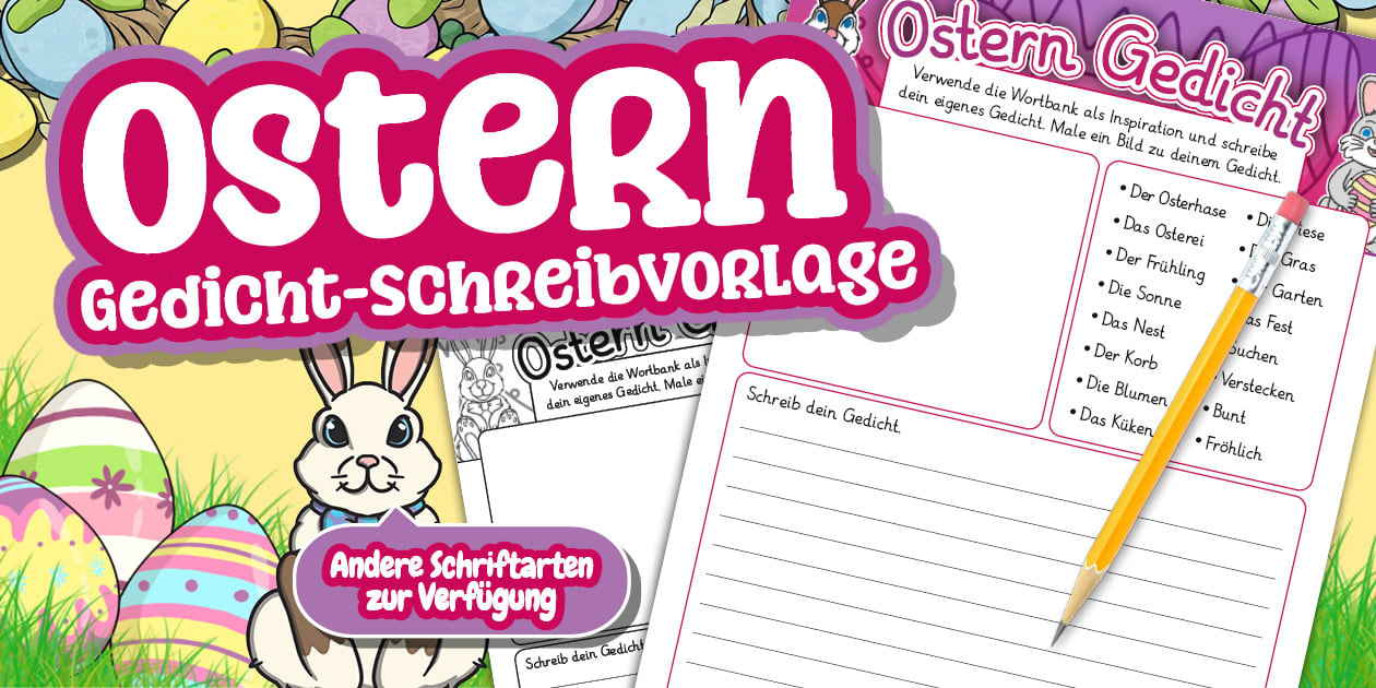 Ostern Gedicht-Schreibvorlage