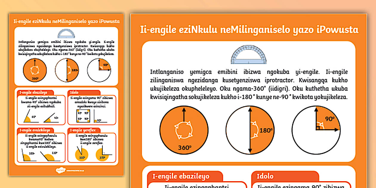 Large Angles and their Measurements Poster IsiXhosa - Twinkl