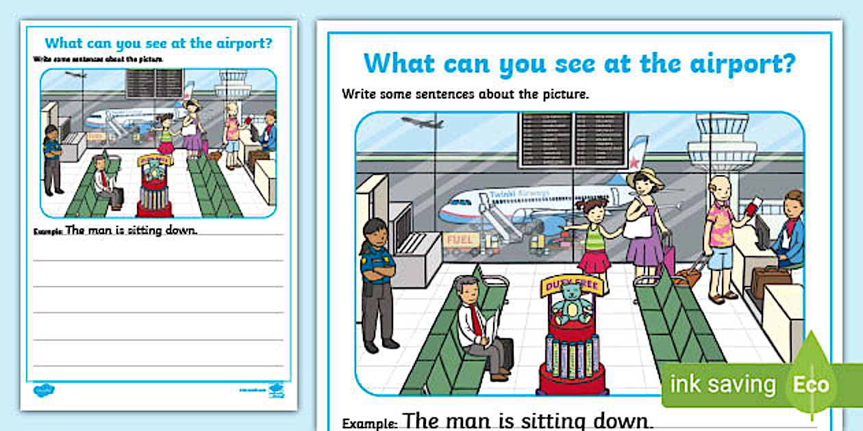 Airport Scene Writing Stimulus Picture Activity - Twinkl