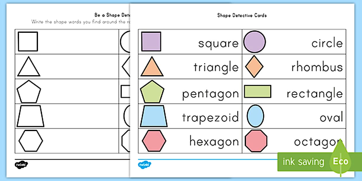 Shapes Read and Write the Room Worksheet - Twinkl
