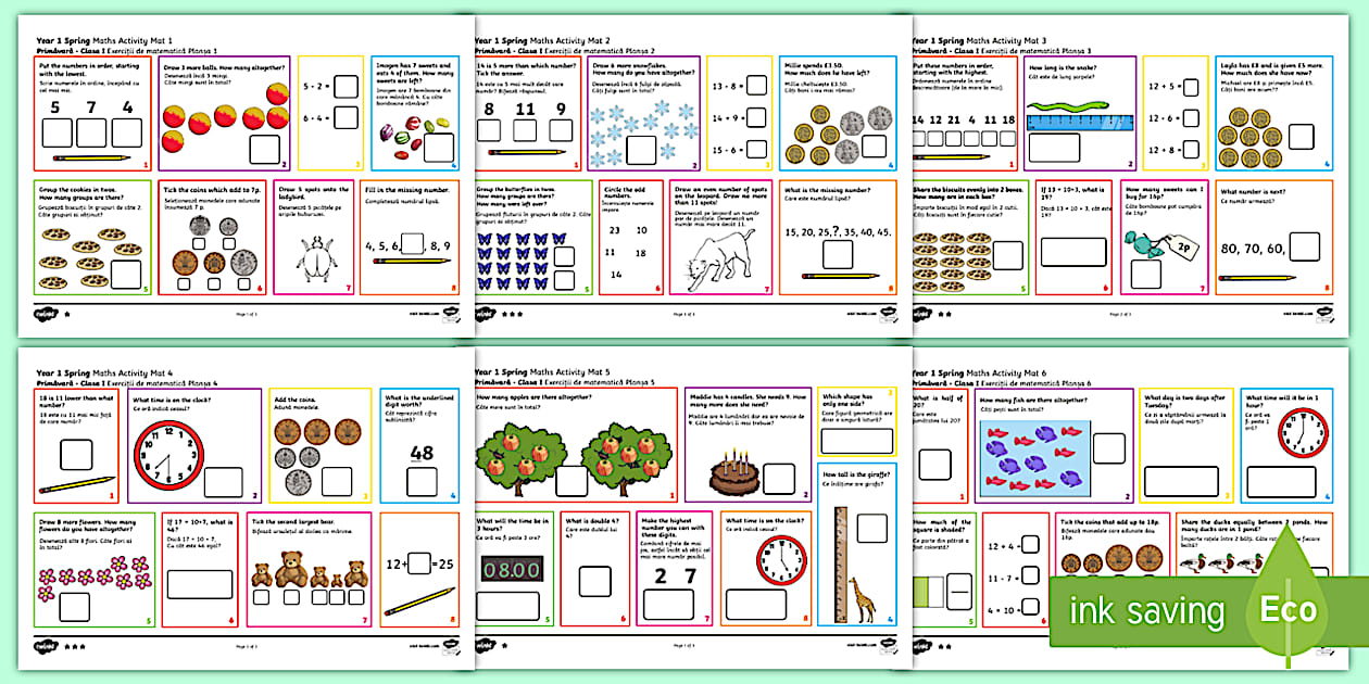 Year 1 Spring 1 Maths Activity Mats English/Romanian