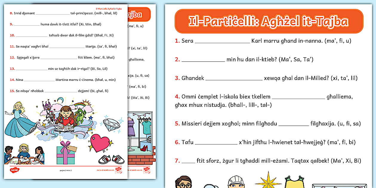 Grammatika l Il-Partiċelli: Agħżel it-Tajba - Twinkl